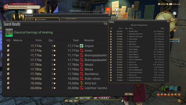 In FFXIV, Undercutting the Market Board by More Than a Gil Hurts Everyone
