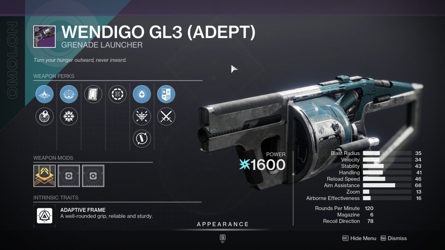 Is Wendigo GL3 Adept Worth Farming in Destiny 2?