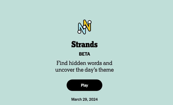 Strands Hints and Answers for March 29