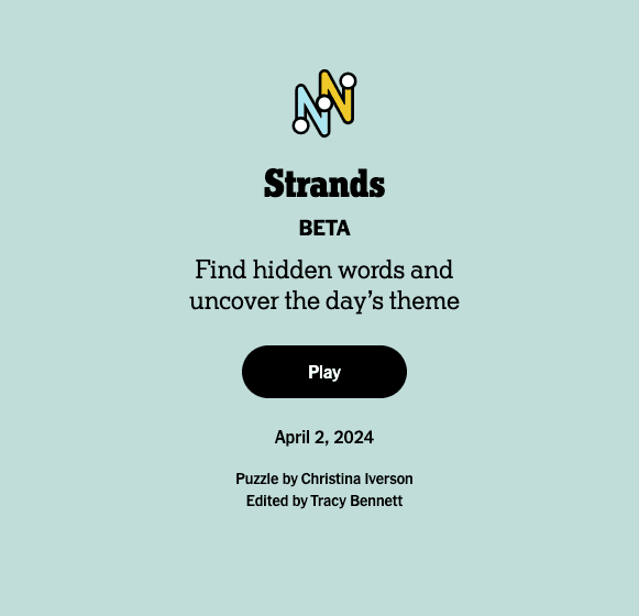 Strands Hints and Answers for April 2